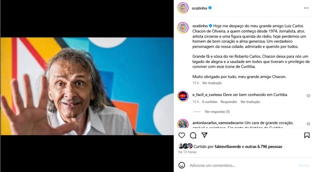 Chacon Júnior, o 'Roberto Carlos das Araucárias', morre aos 83 anos