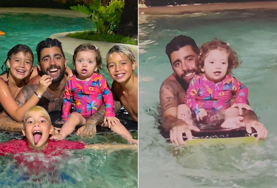 Pedro Scooby reúne os quatro filhos na Bahia, e 'ensina' caçula a pegar ...