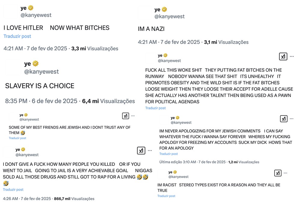 Kanye West 'surta' na web e se declara nazista, racista e intolerante ...
