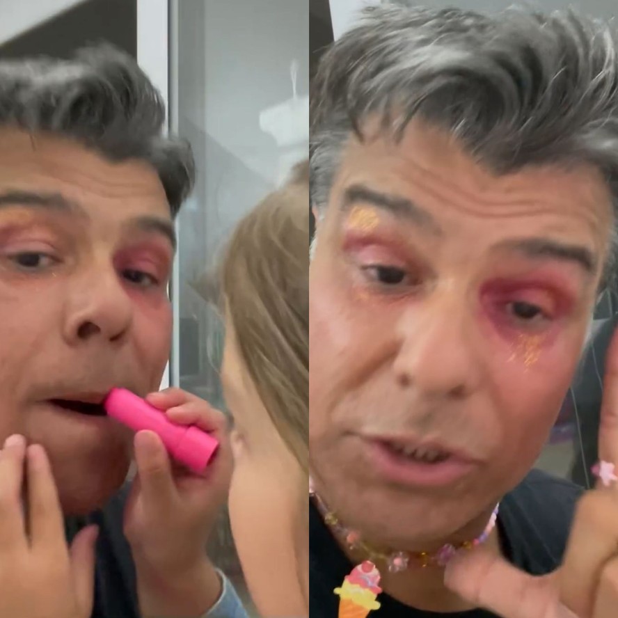 Maurício Mattar encanta fãs ao mostrar make que ganhou da filha caçula ...