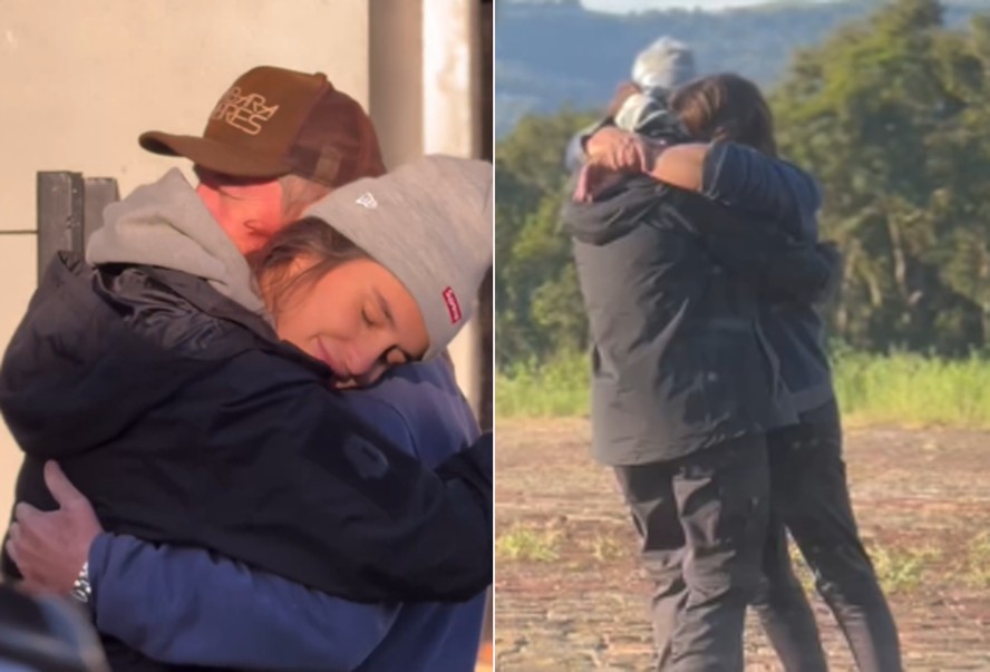 Bárbara Labres se emociona ao reencontrar os pais no RS após dias sem ...