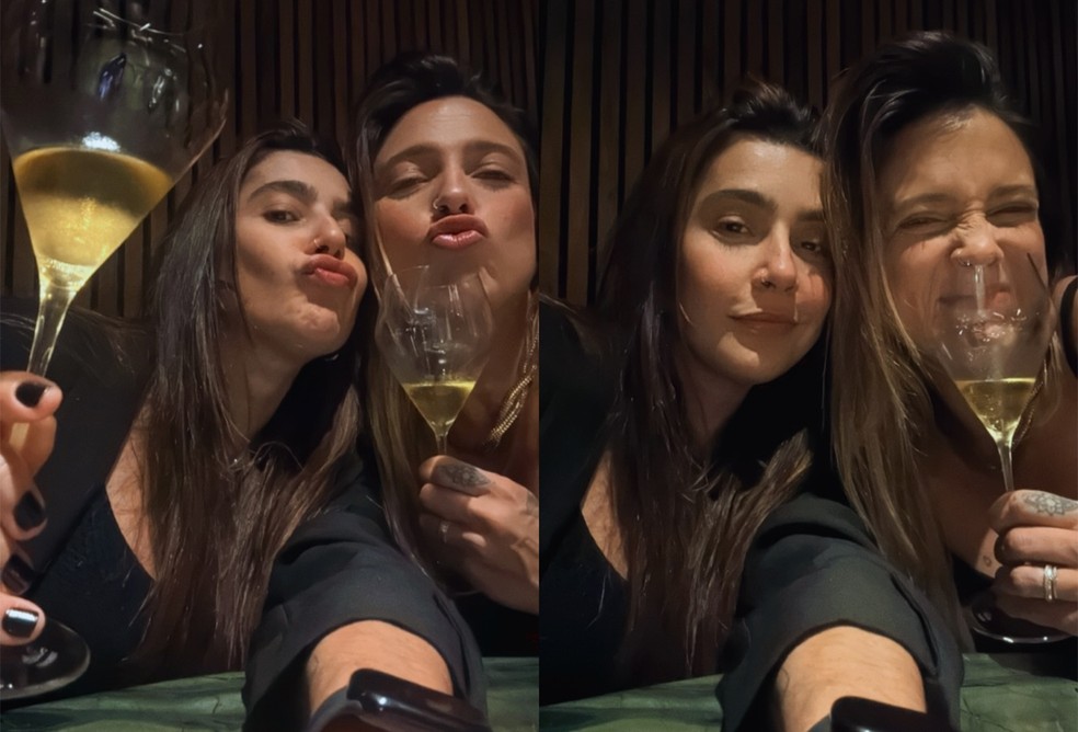 Lauana Prado e a noiva, Tati Dias, celebram aniversário do romance em jantar