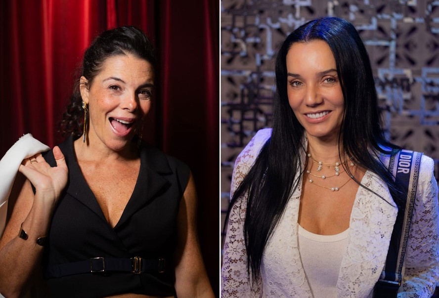 Musas dos anos 90, Mylla Christie e Mônica Carvalho vão ao teatro juntas em São Paulo